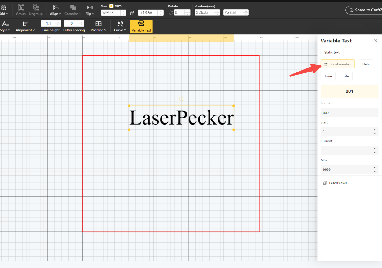 Using the Variable Text Feature - LP2 Plus – LaserPecker Support Center