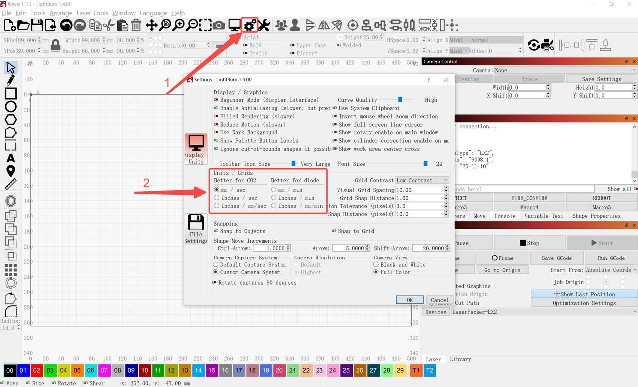 Operating LX2 with LightBurn – LaserPecker Support Center