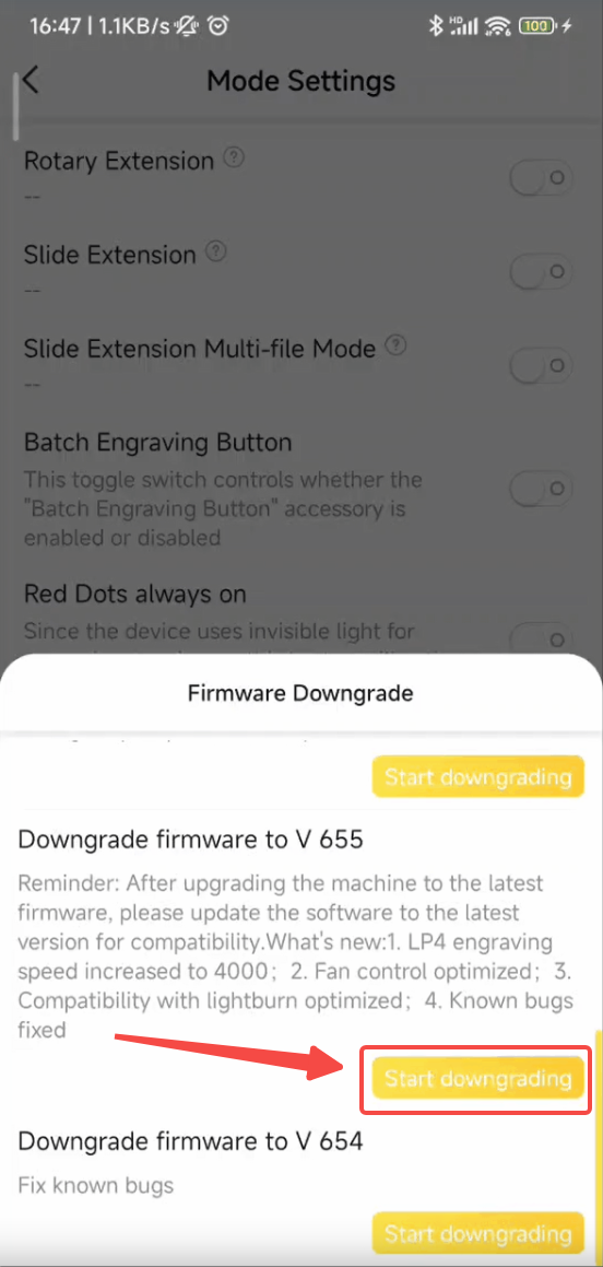Downgrade LP Firmware via LDS App – LaserPecker Support Center